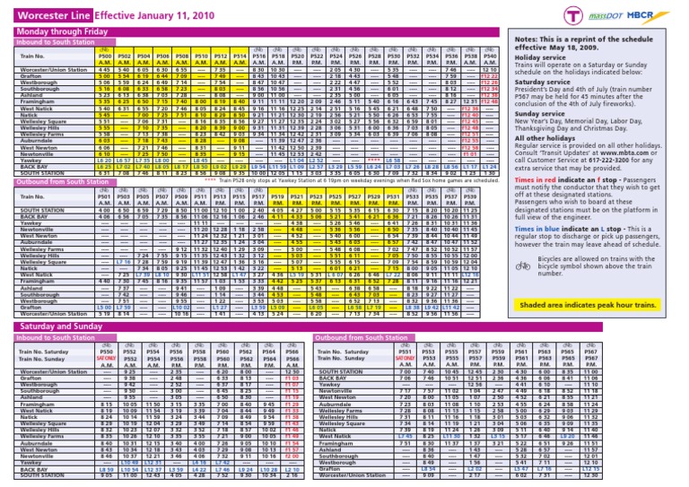 Worcester Line Train Schedule | PDF