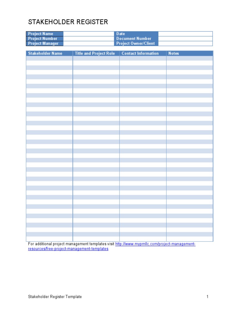 Stakeholder Register Template | PDF