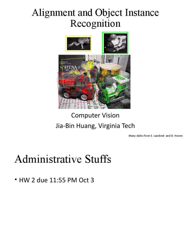 Alignment and Object Instance Recognition: Computer Vision Jia-Bin ...