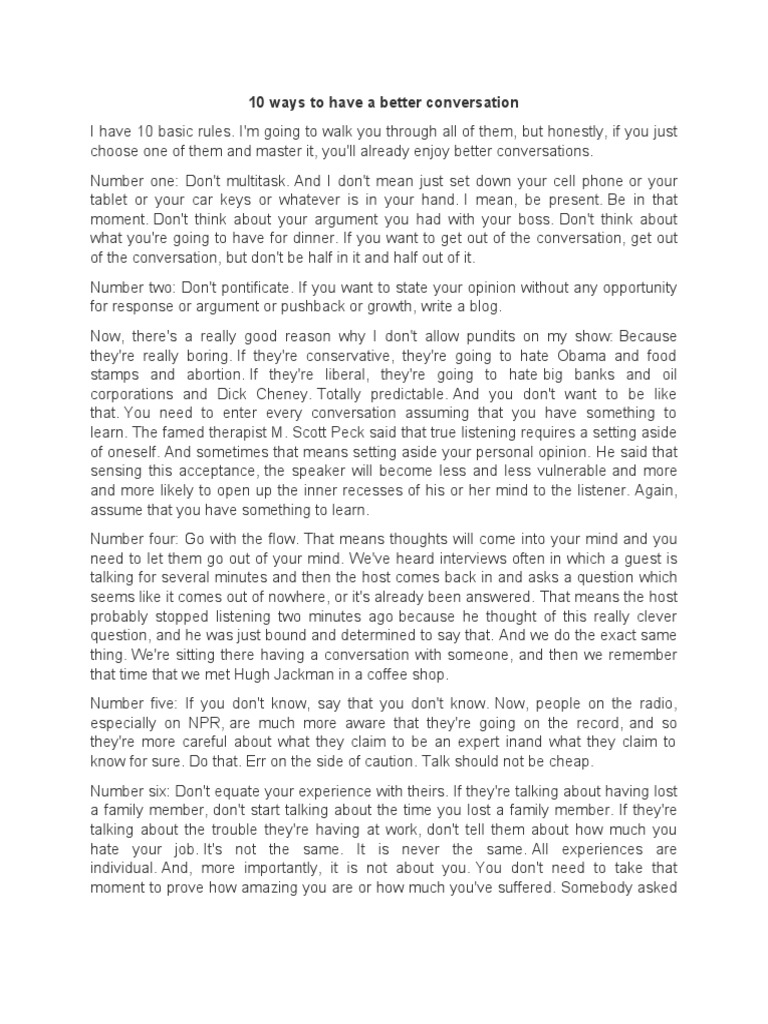 10 Ways To Have A Better Conversation | PDF