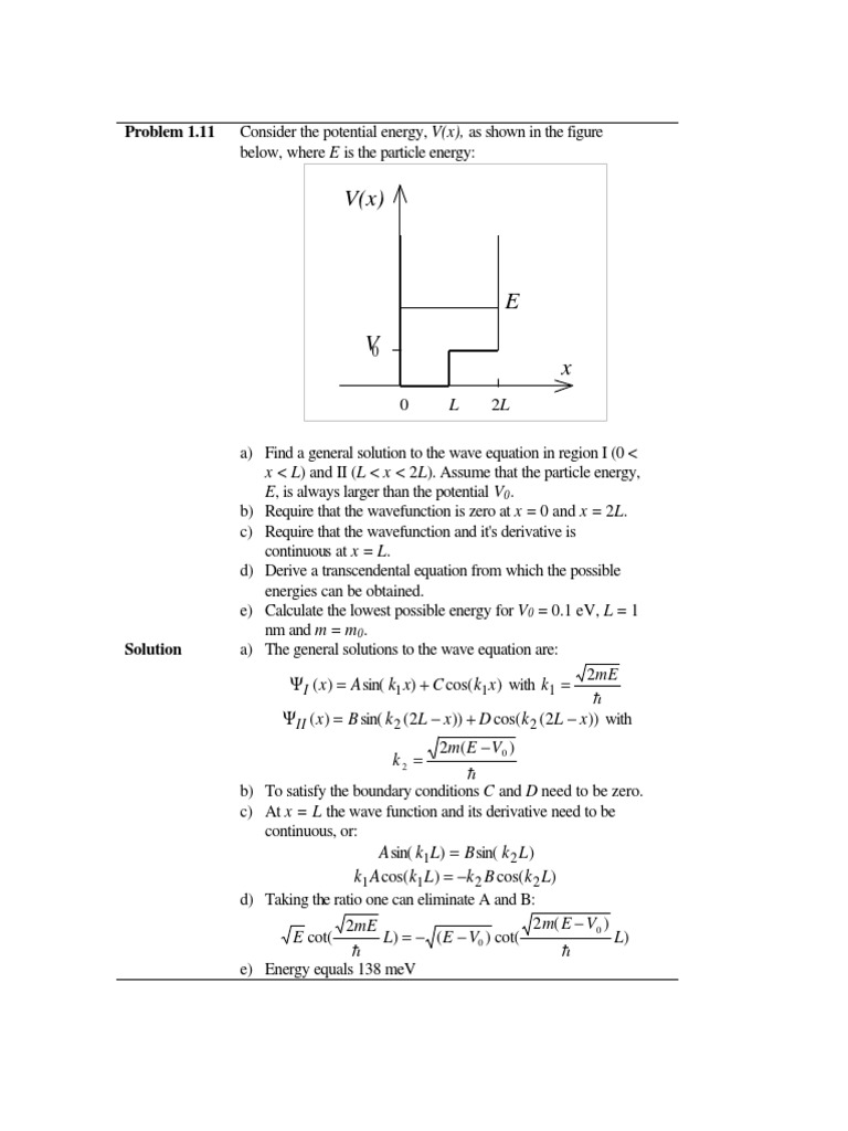 pr1 11 PDF | PDF | Wave Function | Electronvolt