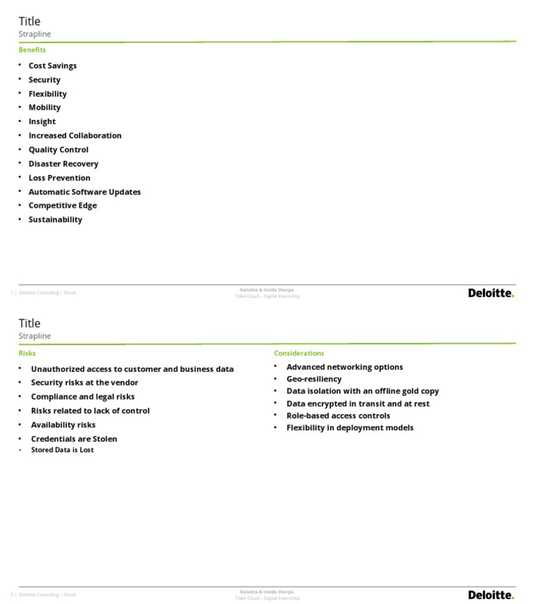 Deloitte Cloud - Task 2 - Cloud Feasibility Assessment - Template | PDF