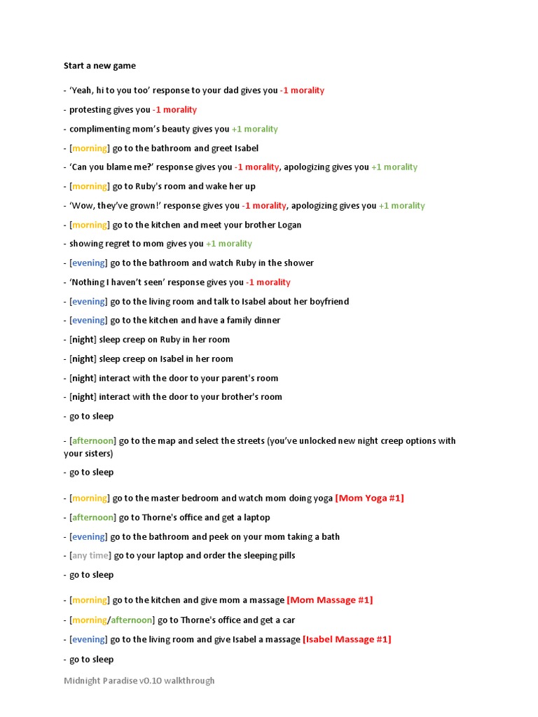 Morning: Start A New Game | PDF