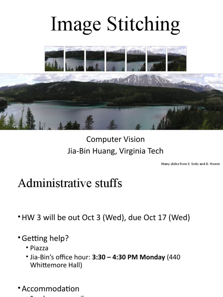 Image Stitching: Computer Vision Jia-Bin Huang, Virginia Tech | PDF ...