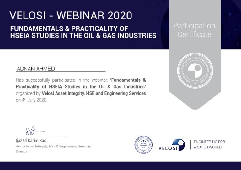 HSEIA Studies Webinar Certificate | PDF | Business