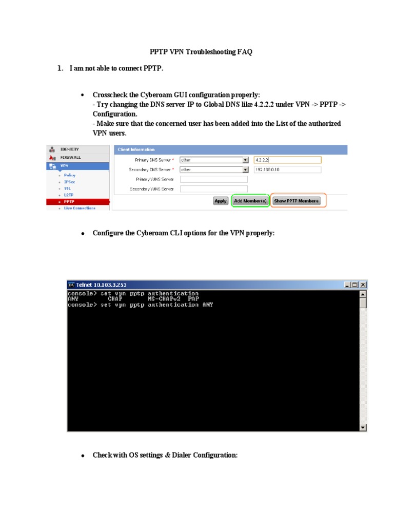 PPTP VPN Connection Troubleshooting Guide | PDF