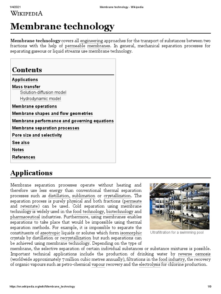 Membrane Technology: Ultrafiltration For A Swimming Pool | PDF ...