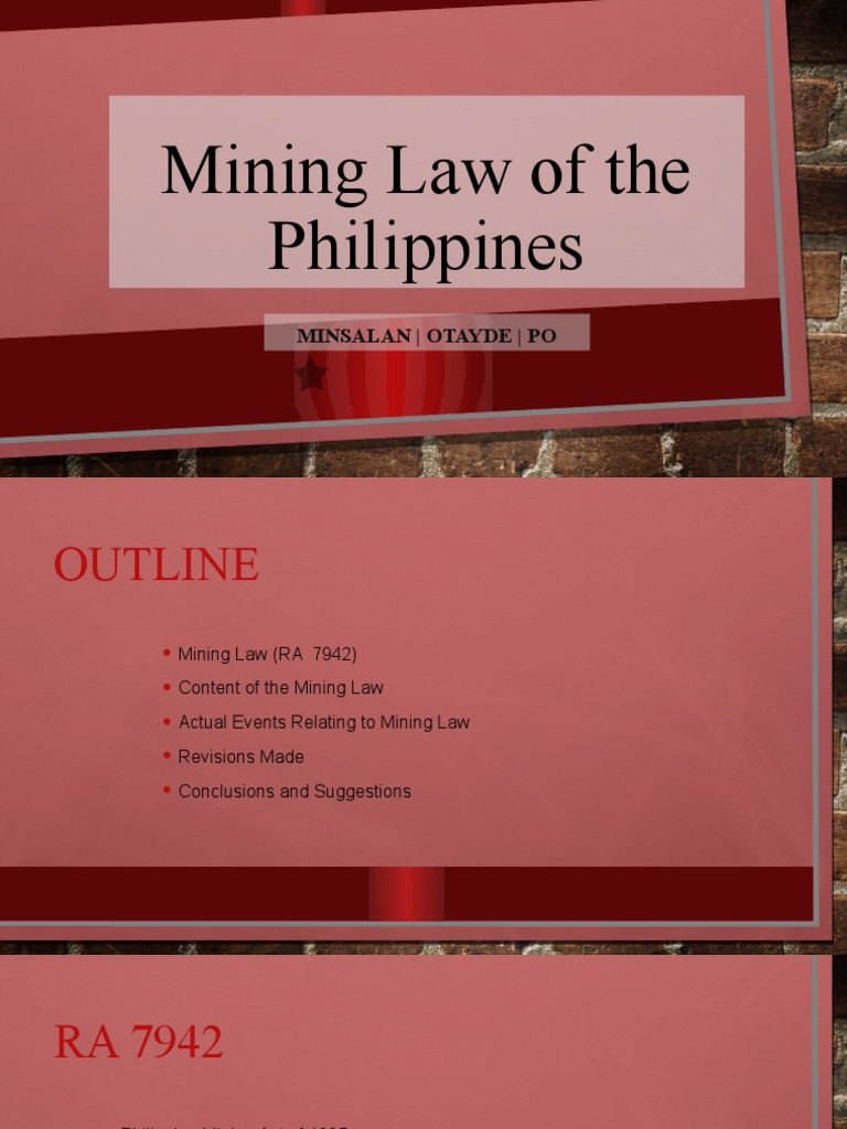 Philippine Mining Law Overview | PDF | Environmental Law | Mining