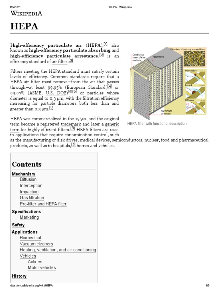 Hepa PDF | PDF | Filtration | Chemistry