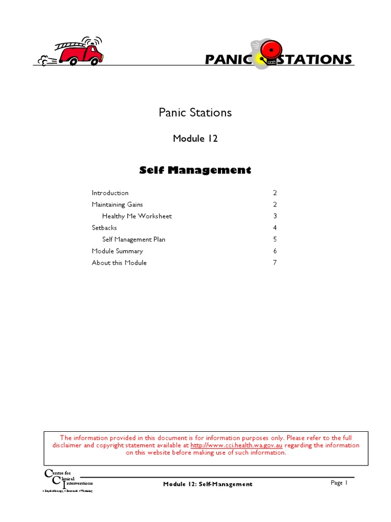 Panic Stations - 12 - Self-Management | PDF | Cognitive Behavioral ...