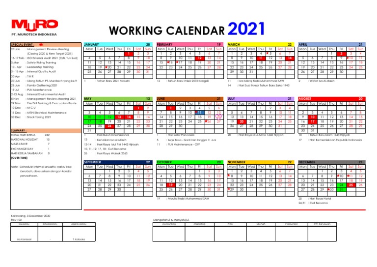 Working Calendar 2021 PDF | PDF | Observances Set | Festival
