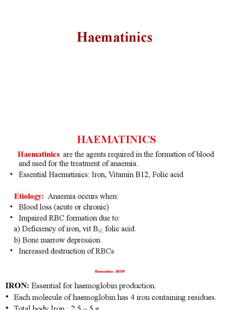 Haematinics | PDF | Vitamin B12 | Anemia