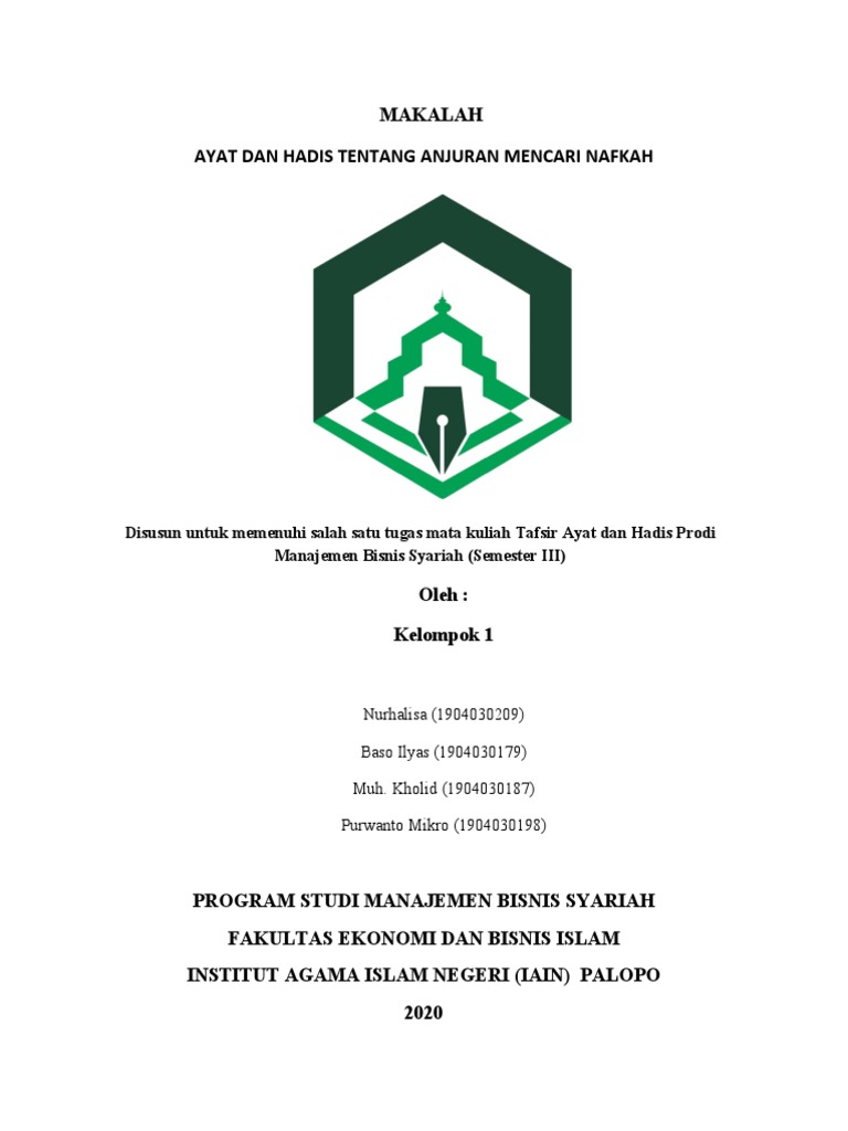Makalah Tafsir Ayat Dan Hadis Ekonomi (Ayat & Hadis Mencari Nafkah) | PDF Makalah Tafsir Ayat Dan Hadis Ekonomi (Ayat & Hadis Mencari Nafkah) | PDF