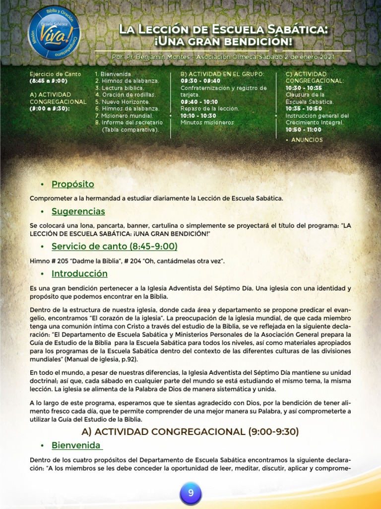 1 La Lección de Escuela Sabática - ¡Una Gran Bendic | PDF | Biblia | Salmos