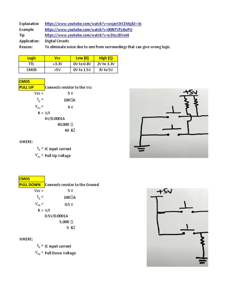 Pull Up and Pull Down Resistors Explained | PDF