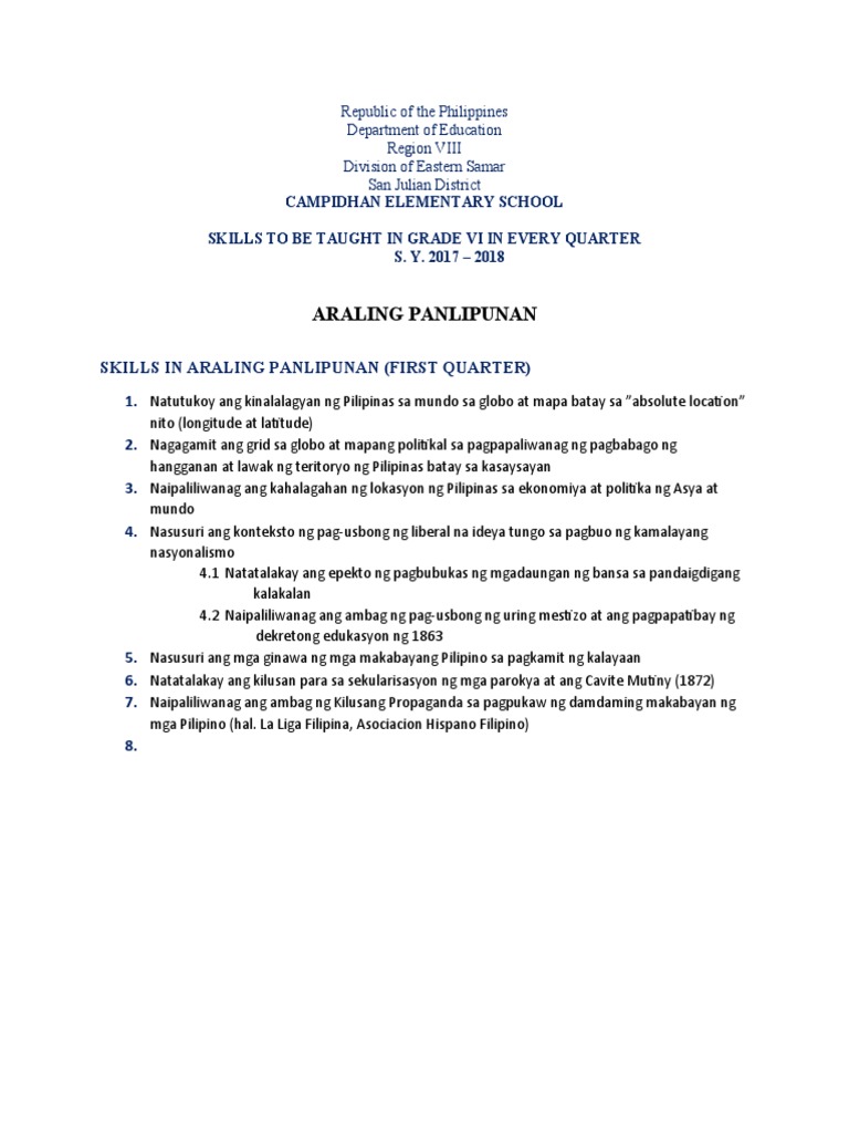 Skills in Grade 6 | PDF