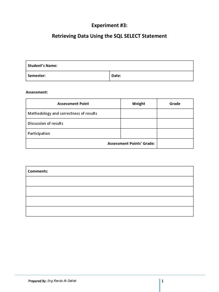 Lab3 Sql Select Statement Pdf Pdf Sql Software