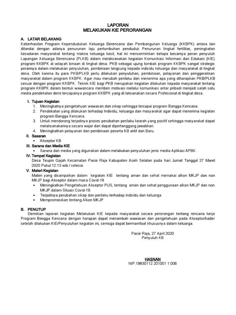 Laporan Kie Perorangan | PDF