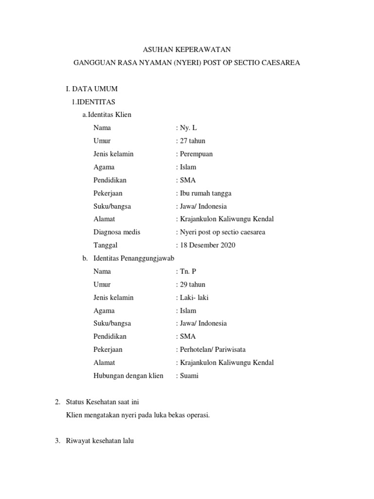 Asuhan Nyeri Akut Pasca Operasi Caesar | PDF