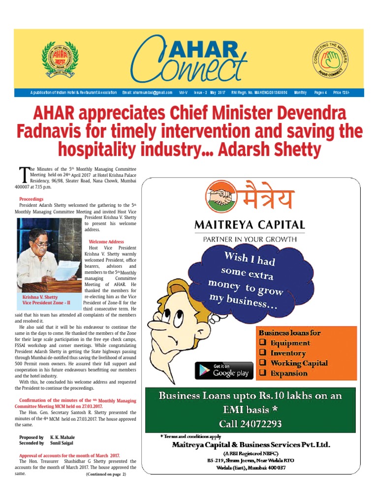 AHAR Monthly Managing Committee Meeting Highlights Key Discussions on Highway Liquor Ban Relief ...