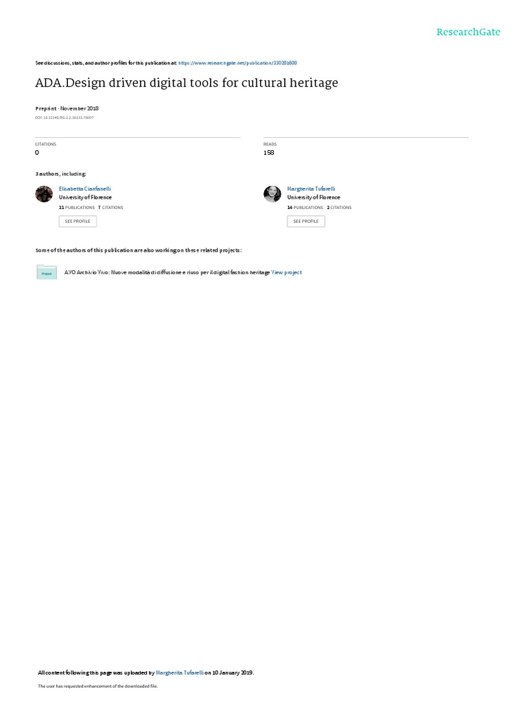 Design-Driven Digital Tools for Cultural Heritage: 3D Digitization ...