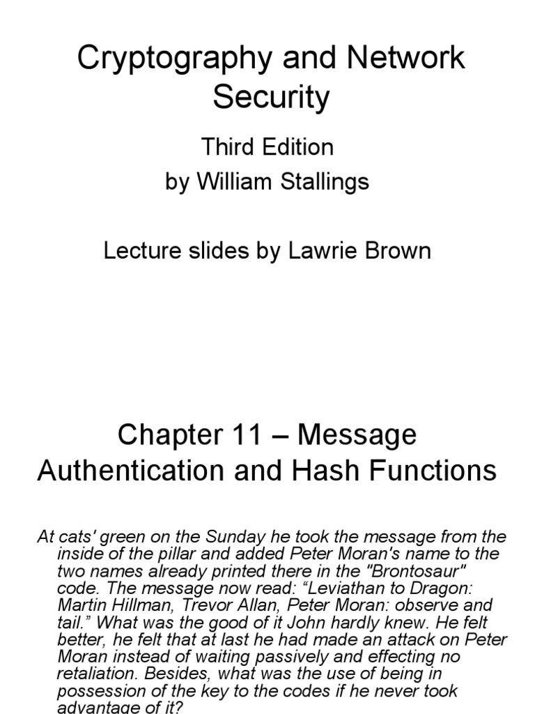 Message Authentication & Hash Functions | PDF | Cryptography | Public ...