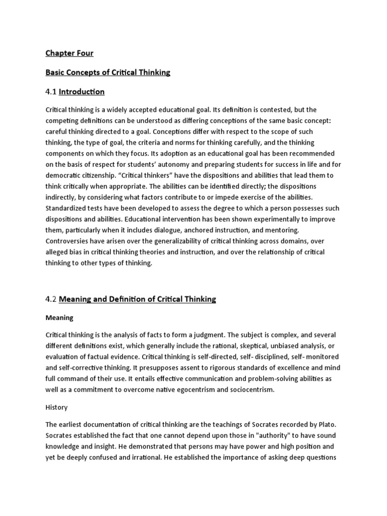 Chapter Four - Critical Thinking | PDF | Critical Thinking | Argument