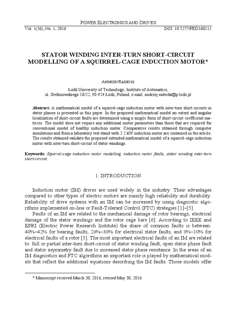 (25434292 - Power Electronics and Drives) Stator Winding Inter-Turn Short-Circuit Modelling of A ...