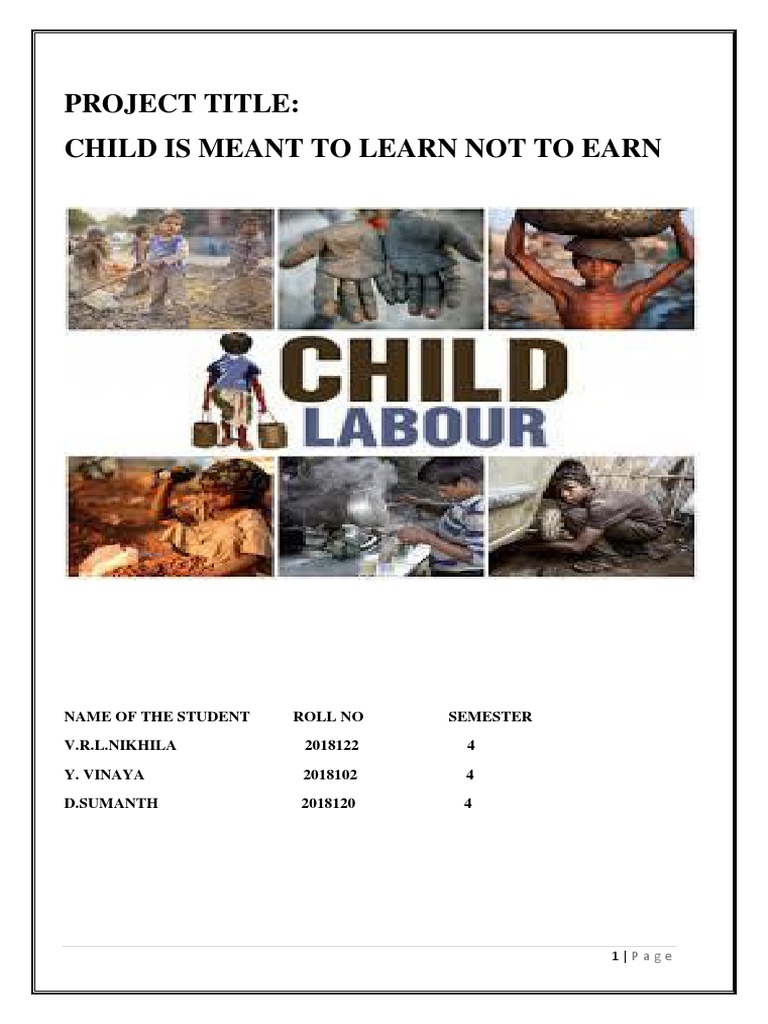Project Title: Child Is Meant To Learn Not To Earn | PDF ...