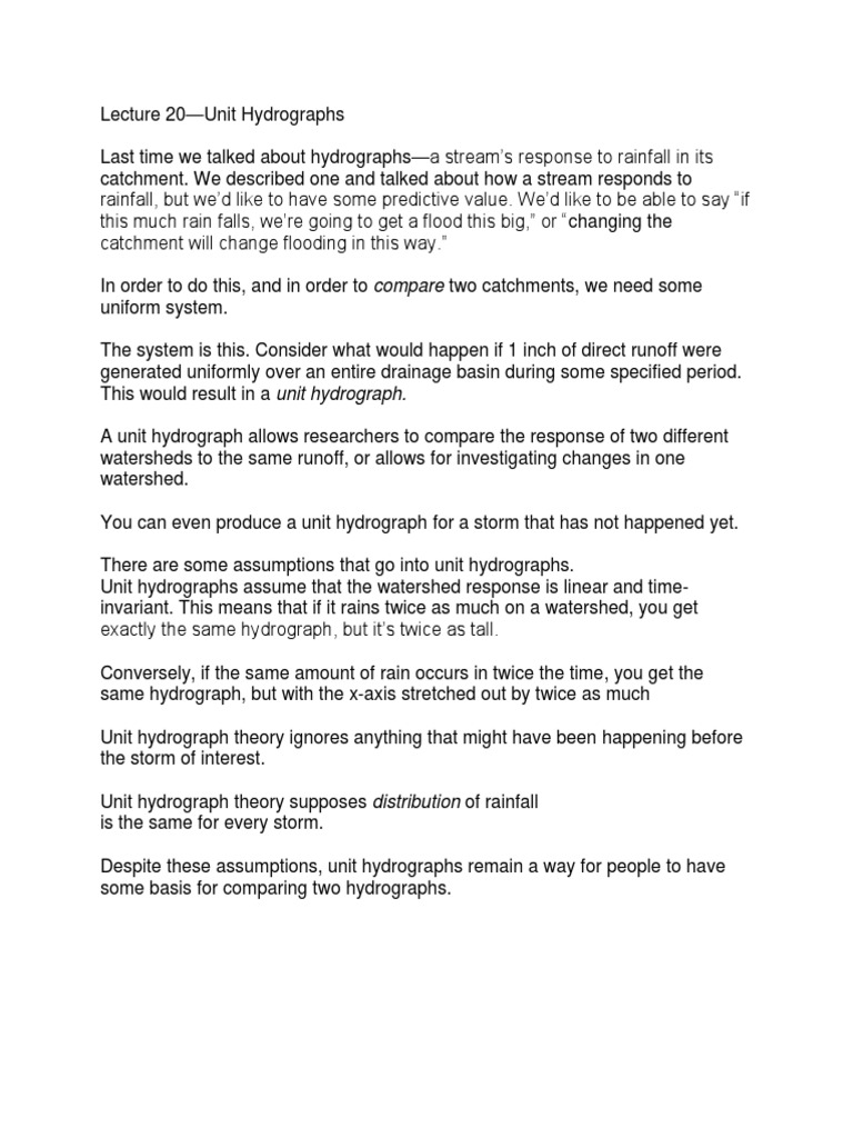 Unit Hydrographs: Predicting Floods from Rainfall | PDF | Drainage Basin | Hydrology