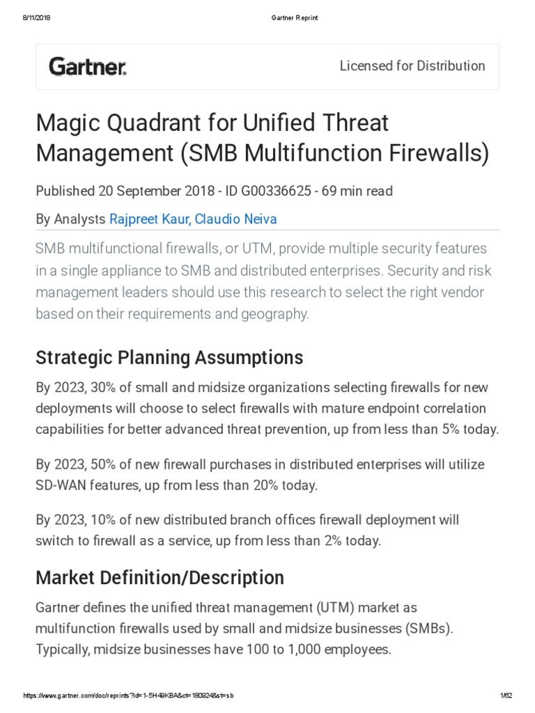 Gartner Magic Quadrant 2022 Utm