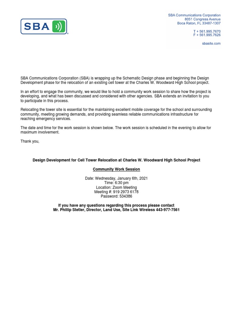 Community Input on Cell Tower Move | PDF