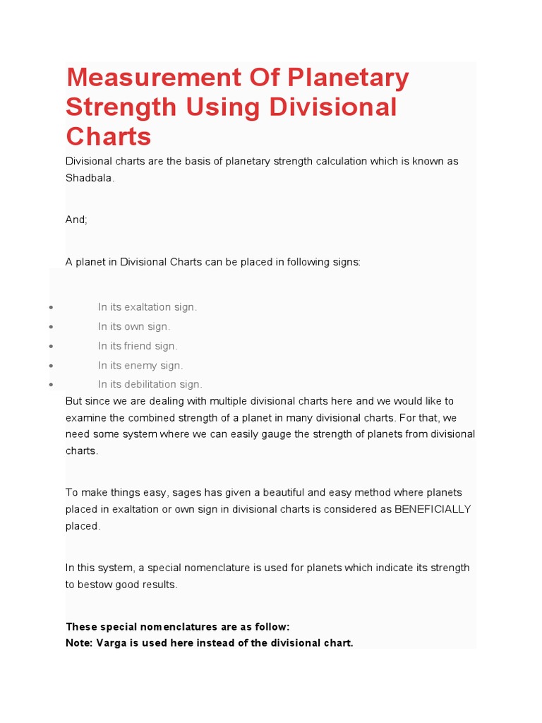 Measurement of Planetary Strength Using Divisional Charts | PDF ...