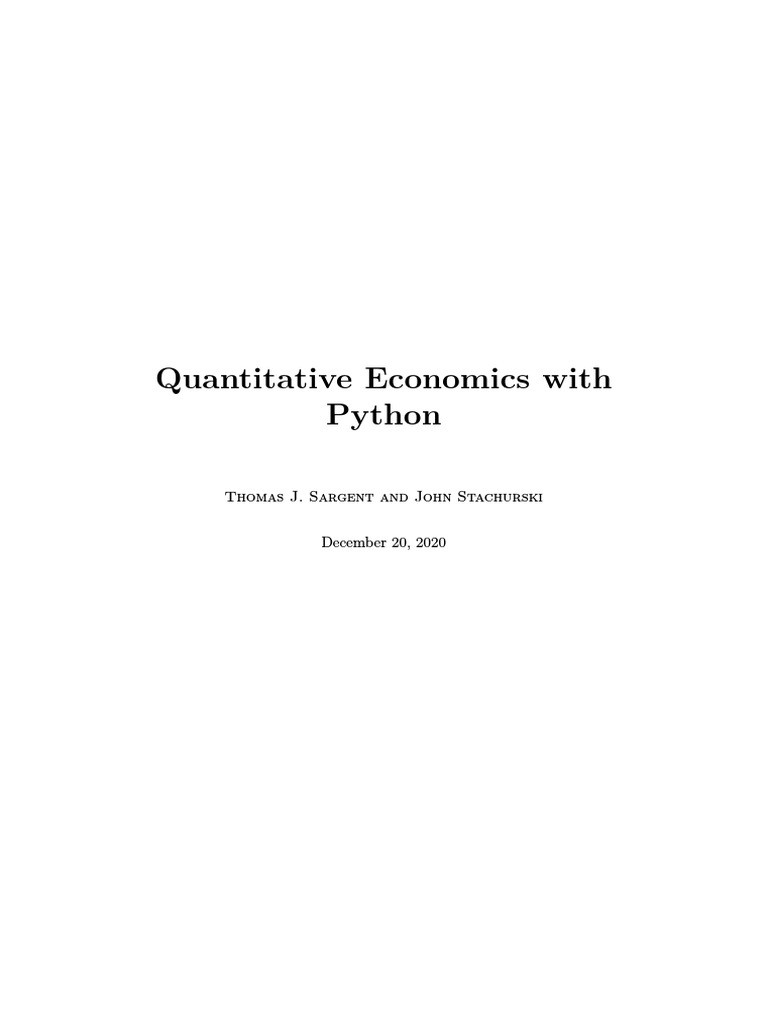Quantitative Economics With Python PDF | PDF | Fractional Reserve ...