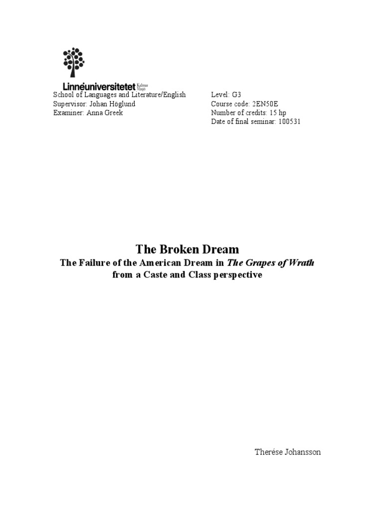 The Broken Dream | PDF | John Steinbeck | American Dream