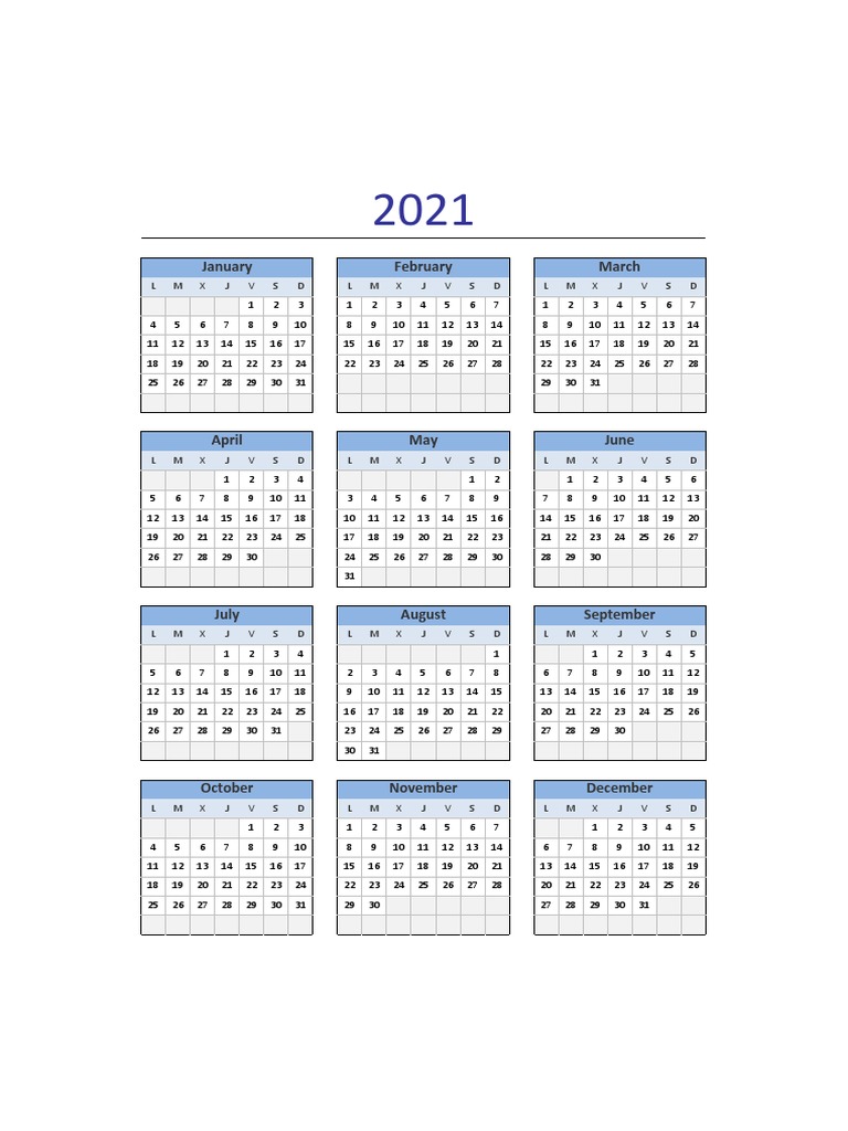 Calendario 2021 | PDF