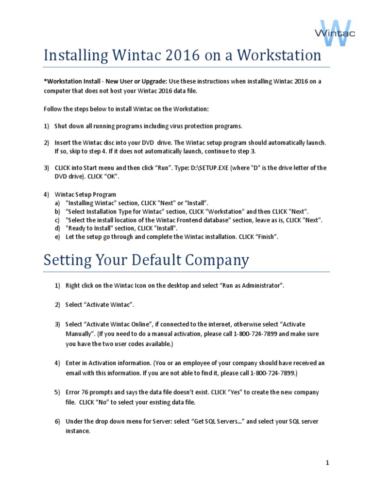 Installing Wintac 2016 on Workstation | PDF | Microsoft Sql Server ...