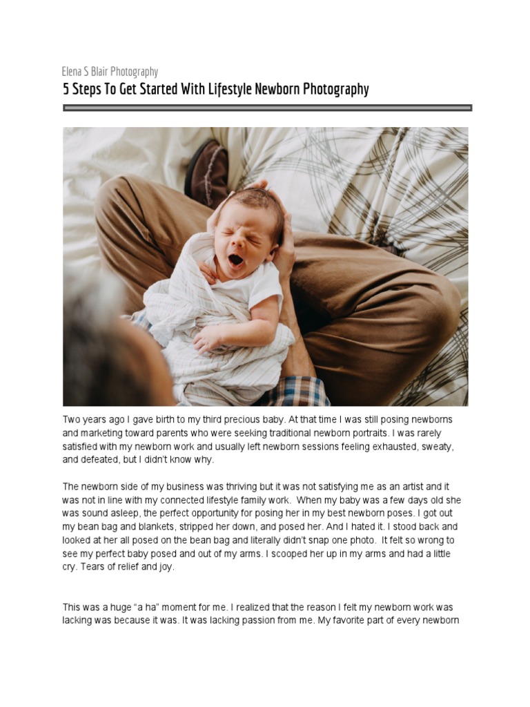 5 Steps To Get Started With Lifestyle Newborn Photography | PDF