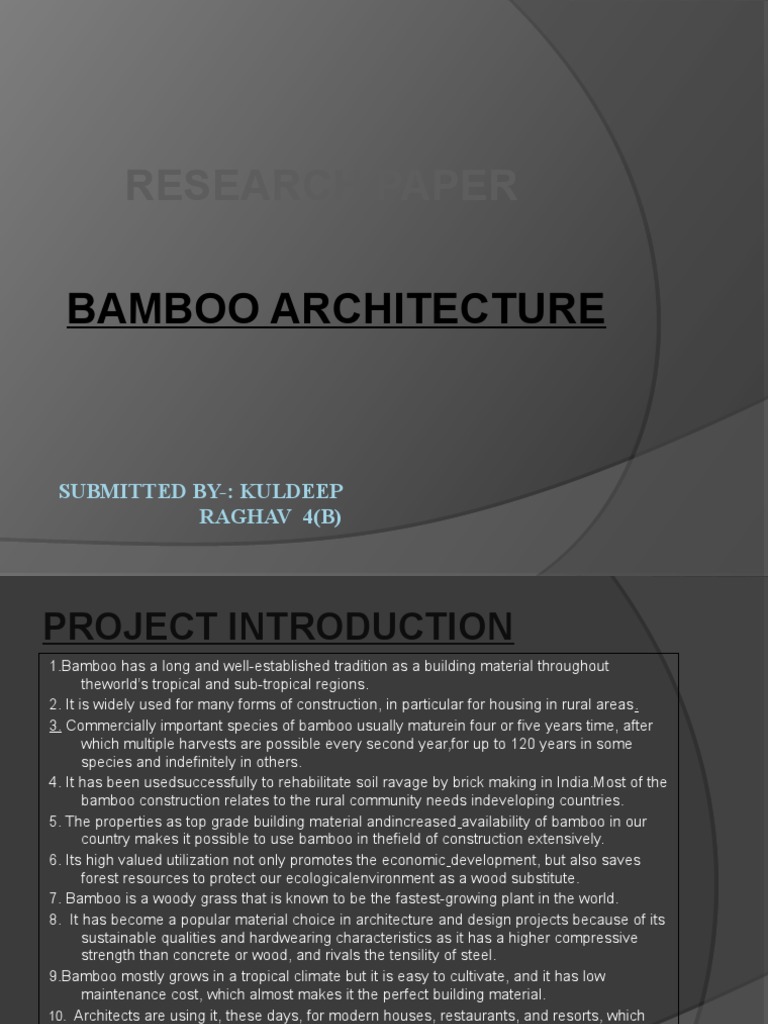 Research Paper: Bamboo Architecture | PDF