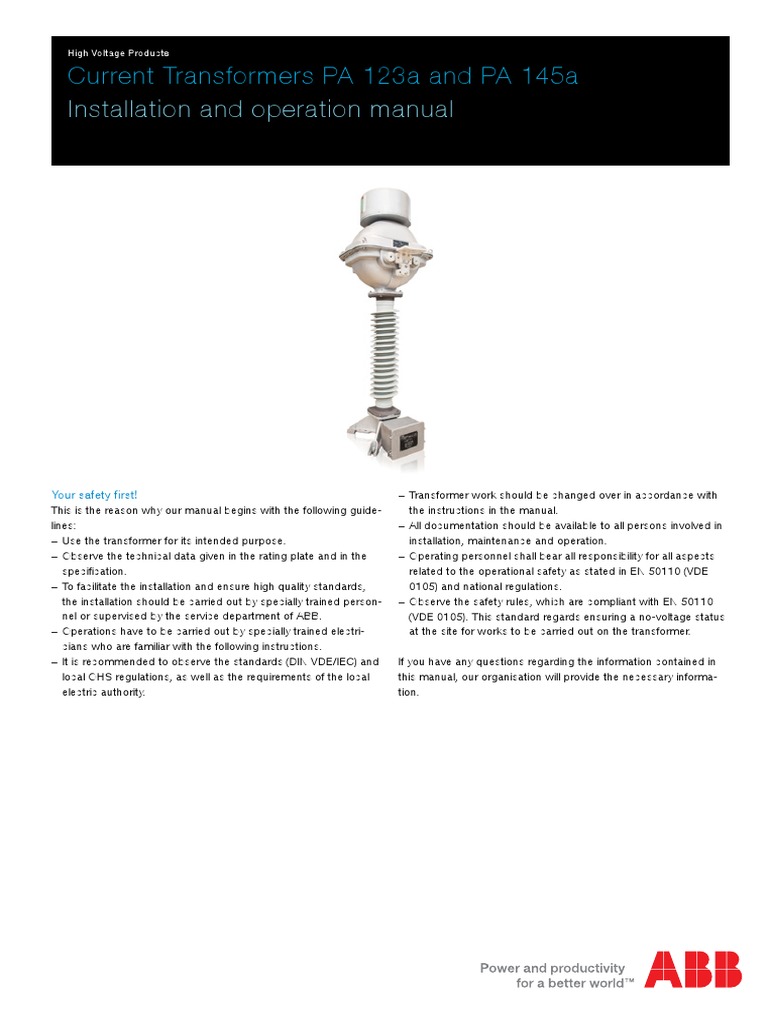 Manual - PA 123a-145a | PDF | Transformer | Insulator (Electricity)