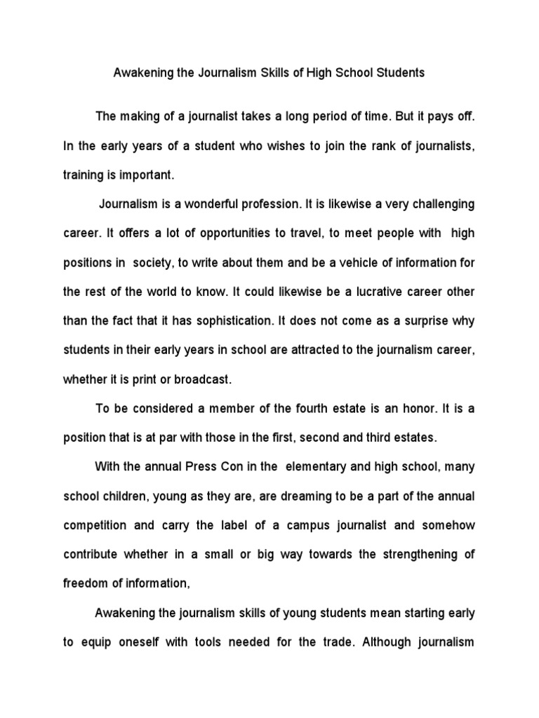 Awakening High School Journalism Skills | PDF | Journalism | Human Nature