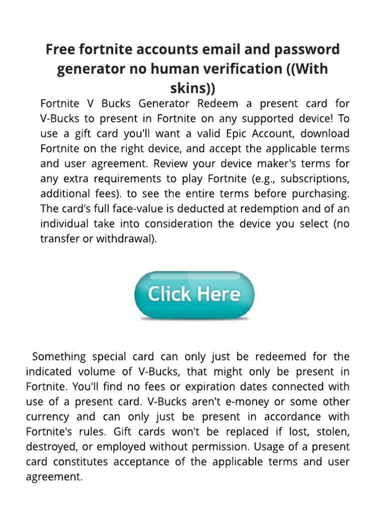 Free Fortnite Accounts Email and Password Generator No Human ...