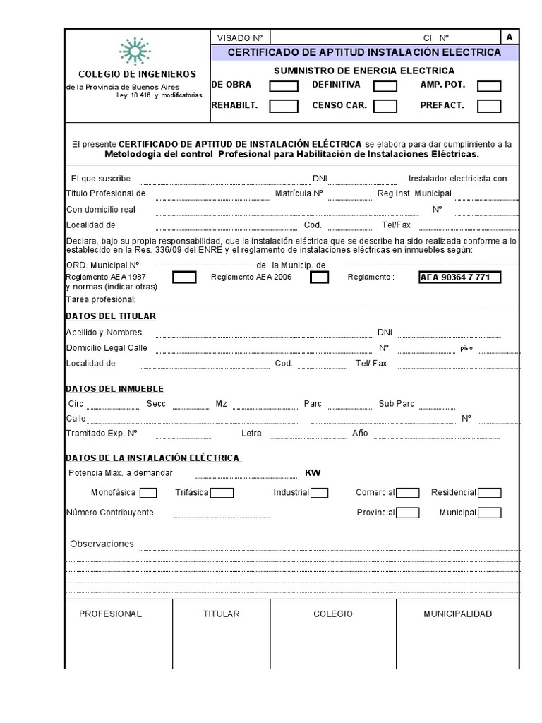 Certificado Aptitud Inst Elect | PDF | Resistencia Eléctrica y Conductancia | Fuerza