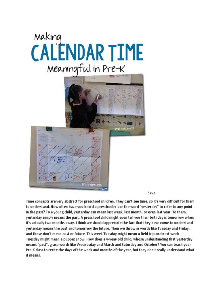 Preschool Calendar Learning | PDF | Preschool