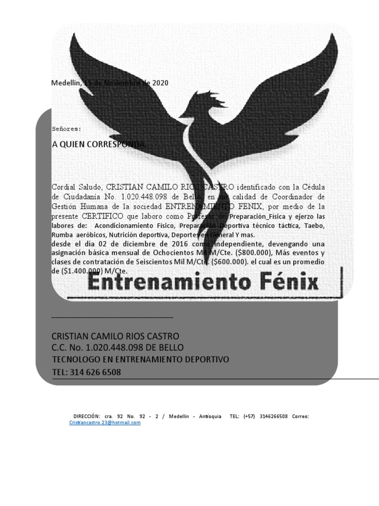 Carata Laboral RCCC | PDF