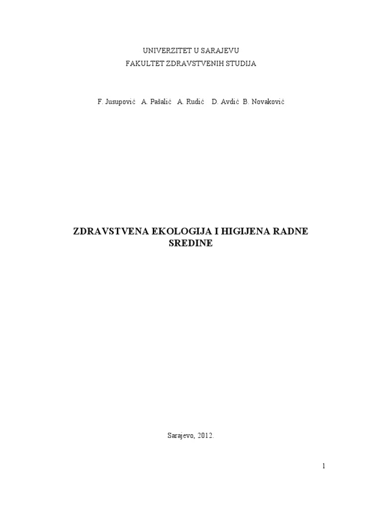 Zdravstvena Ekologija Knjiga PDF | PDF