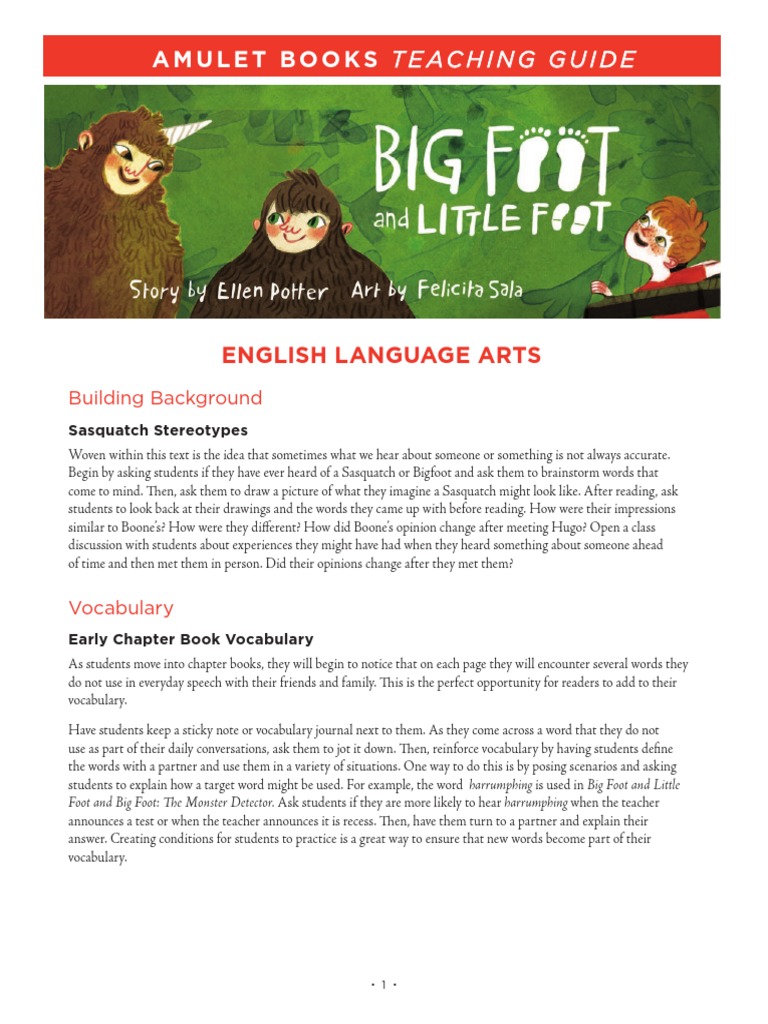Big Foot and Little Foot Series Teaching Guide | PDF | Narrative ...