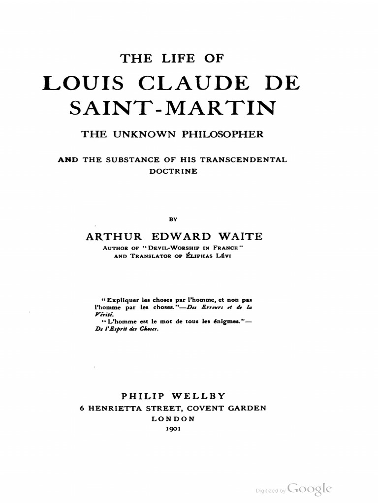 1901 Waite Life of Louis Claude de Saint-Martin | PDF | Science ...