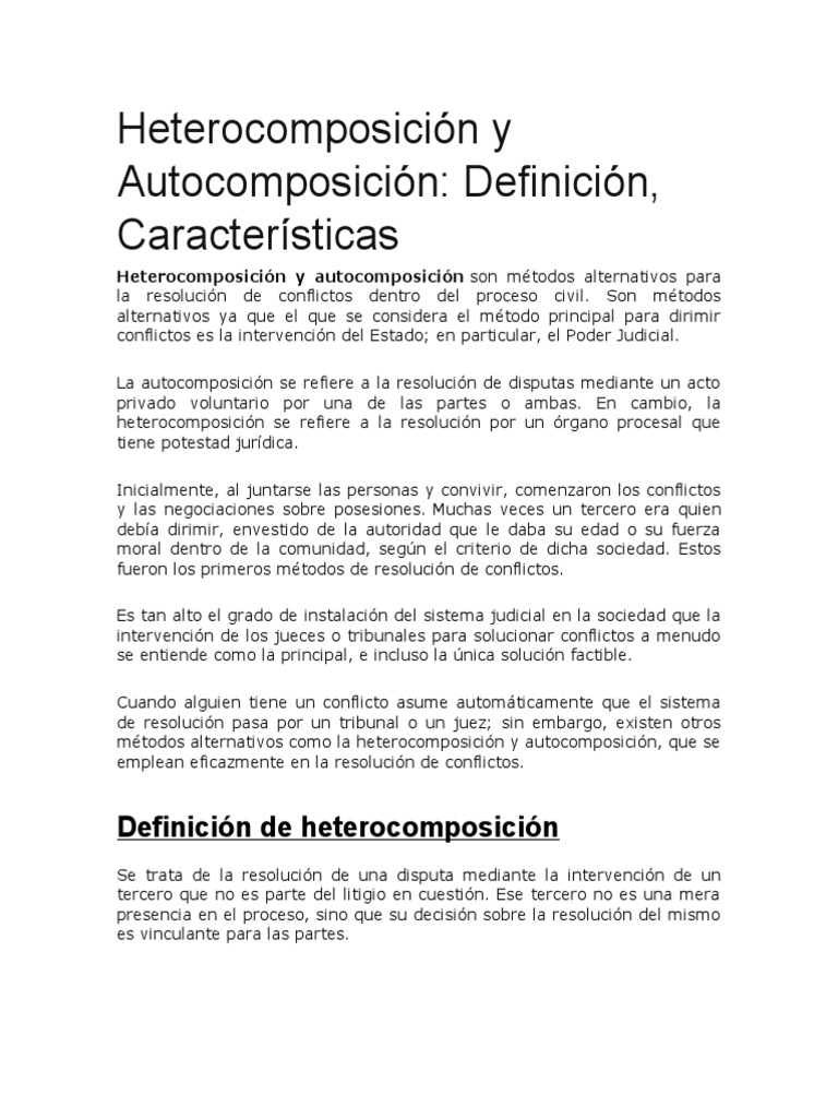 Heterocomposición y Autocomposición Procesal | PDF | Arbitraje | Ley ...