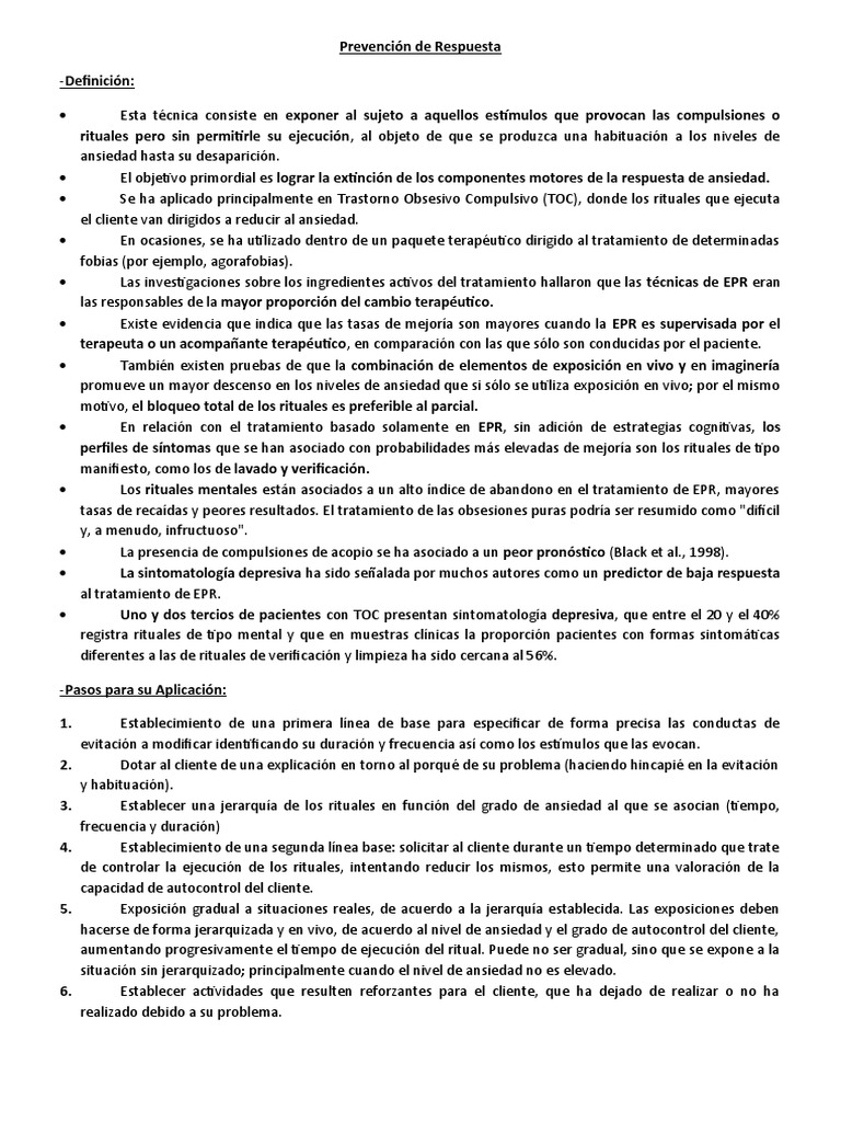 Terapia de Exposición y Prevención de Respuesta | PDF | Desorden ...